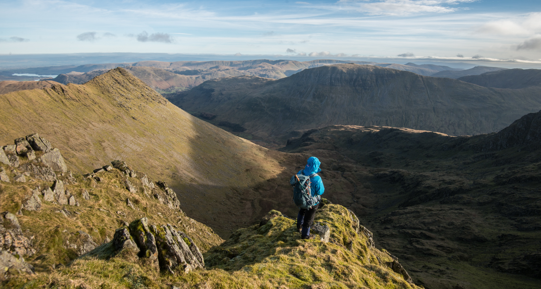 Looking down into Nethermost Cove from the ridgeline. Striding Edge can ...